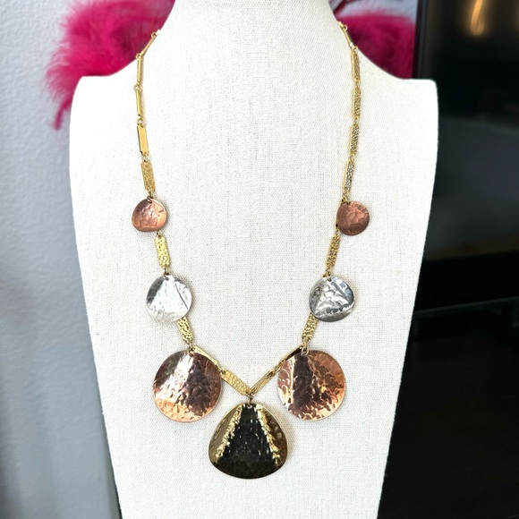Artisan | Jewelry | Vintage Tricolor Metal Petal Necklace | Poshmark